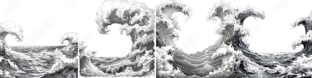 Wave border frame backgrounds sketch line Hyperrealistic Highly ...