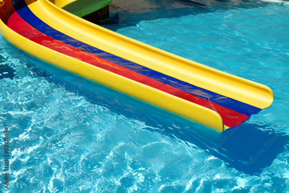 Water slides. Waterpark. Water park with water play areas, swimming ...