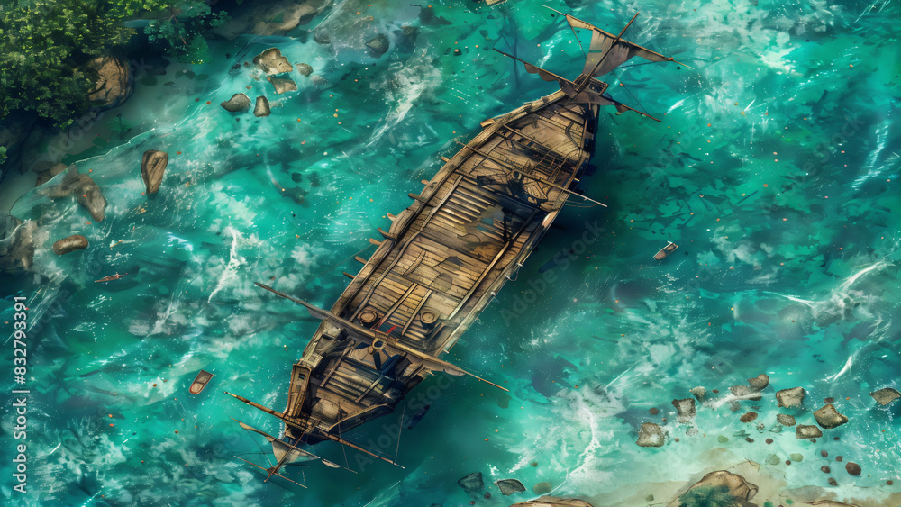 Sea Ship Battlemap DnD,RPG Map for Dungeons and Dragons, Sea Stock ...