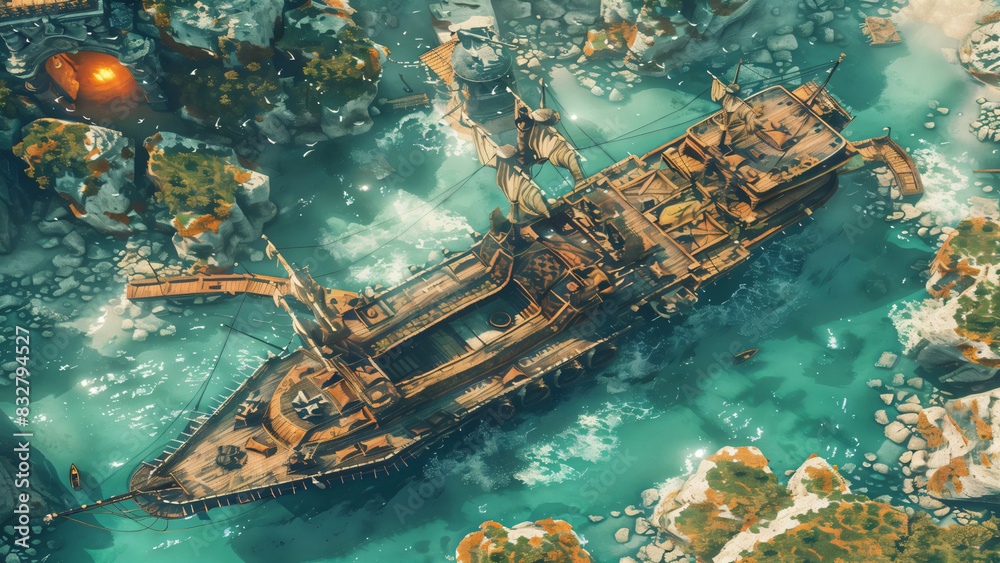 Sea Ship Battlemap DnD,RPG Map for Dungeons and Dragons, Sea Stock ...