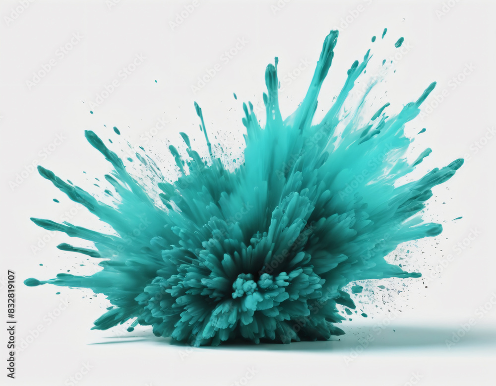 green paint explosion isolated on white or transparent png ilustração ...