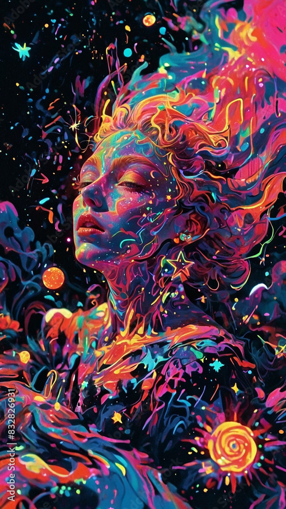 coloring book line art, The Star tarot card simplified, synthwave art ...