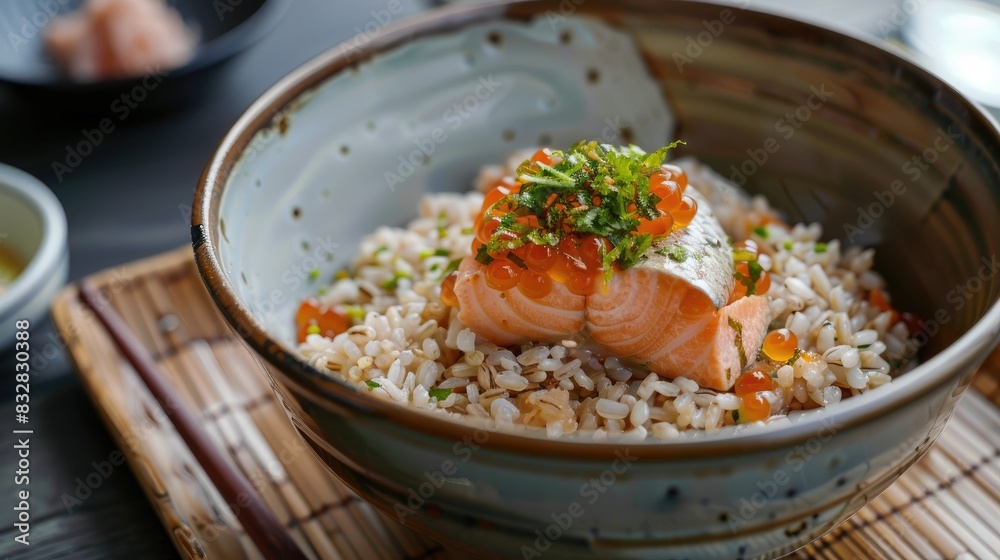 Asian dish moji barley rice served with Guilin fermented bean curd and ...
