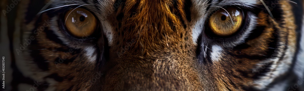 Tiger face close-up in profile a huge red face of a predatory beast ...