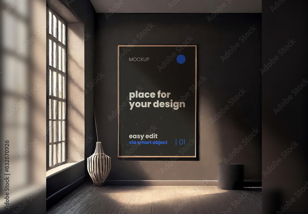 Elegant Poster Frame Mockup with Subtle Light 02 Generative Ai Stock ...
