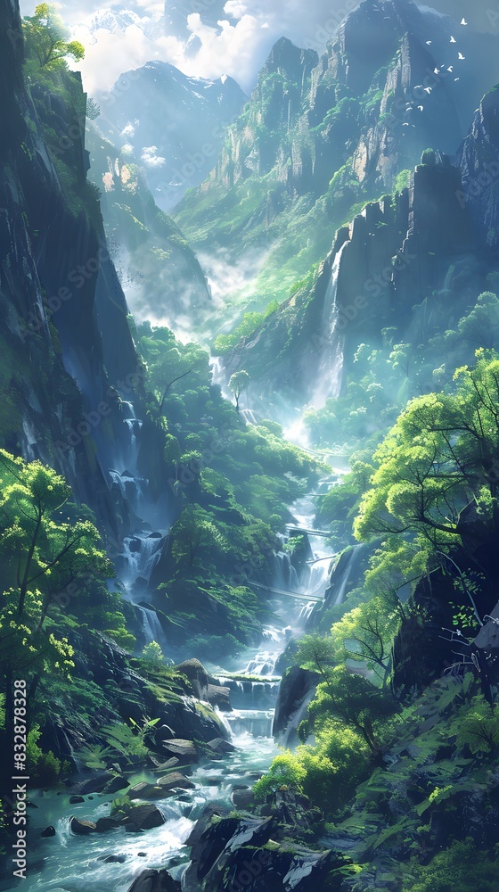 2D Illustration, Even if the path is arduous, the holographic journey ...