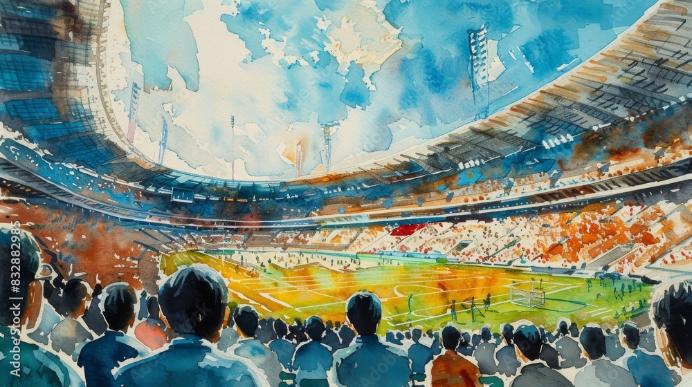 A watercolor painting captures the awe-inspiring spectacle of an ...