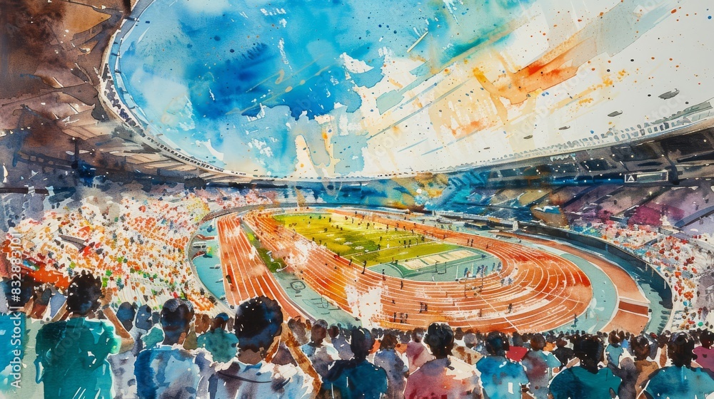 A watercolor painting captures the awe-inspiring spectacle of an ...