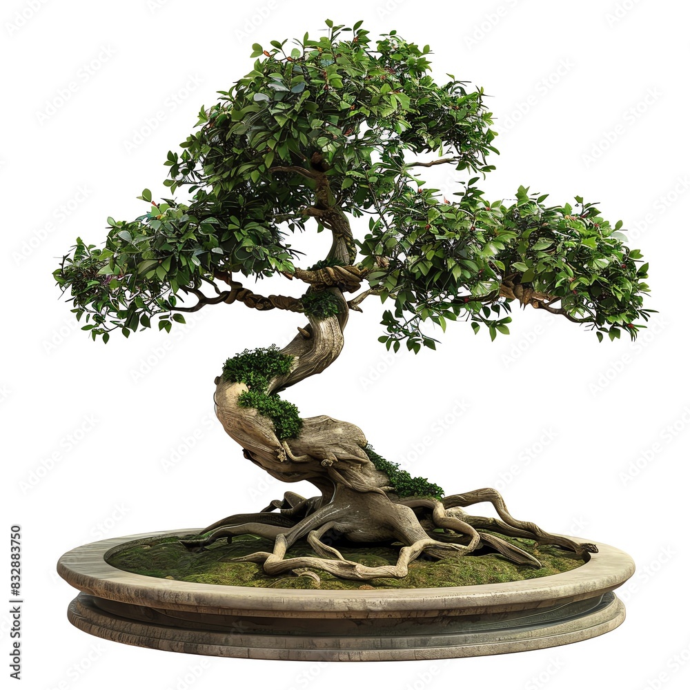 Bonsai Tree for table decor, isolated white background, without shadow ...