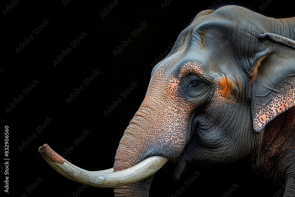 Mystic portrait of Sumatran Elephant, copy space on right side, Anger ...