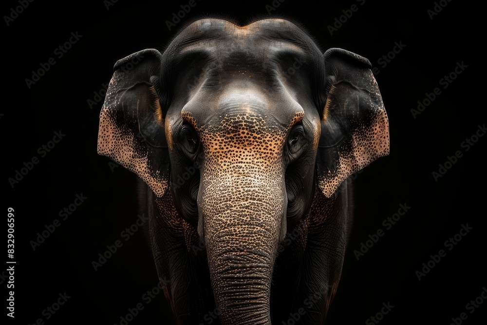Mystic portrait of Sumatran Elephant, copy space on right side, Anger ...