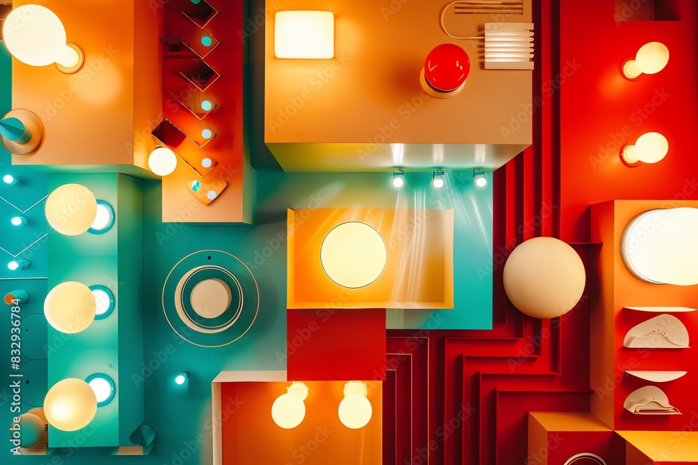 LED light sculpture flat design top view contemporary theme cartoon ...