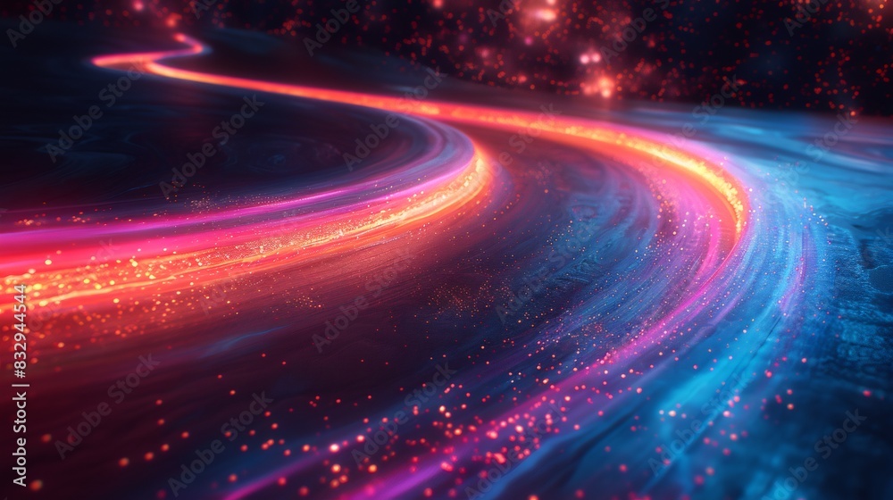 Art light flares. Bulb streaks. magic black space. Flash glow line. Ray ...