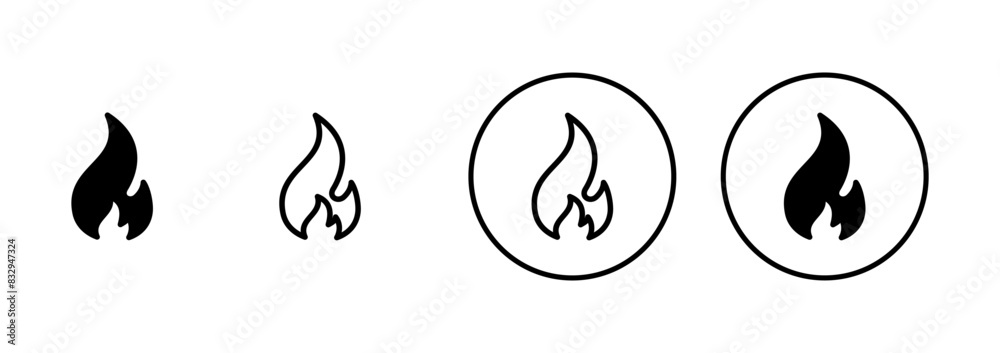 Fire icon vector isolated on white background. Fire flame icon template ...