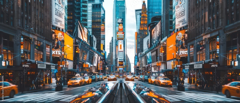 new york street scene wallpaper with an artistic vertical symmetry ...
