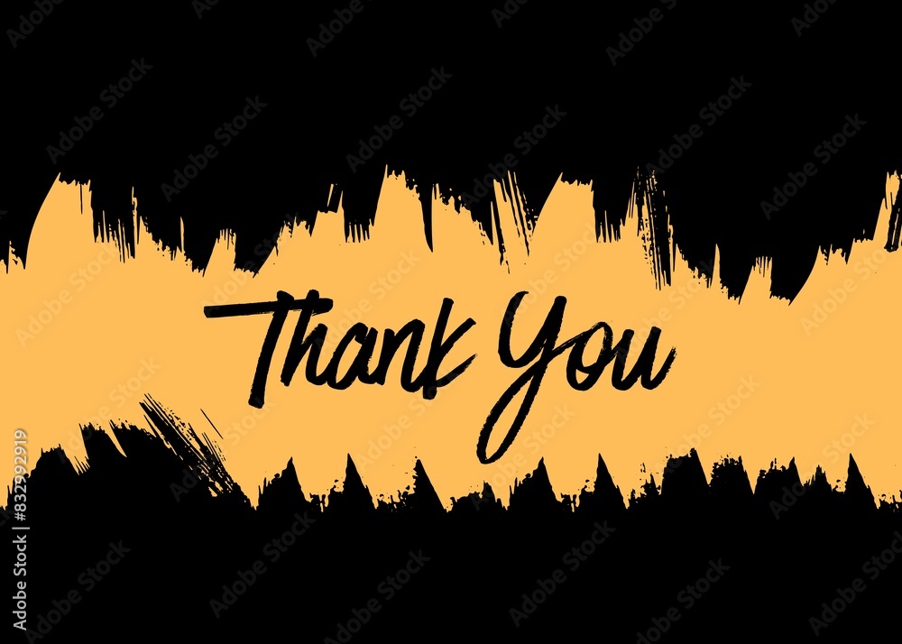 Best Thank You card design with black background and light orange brush ...