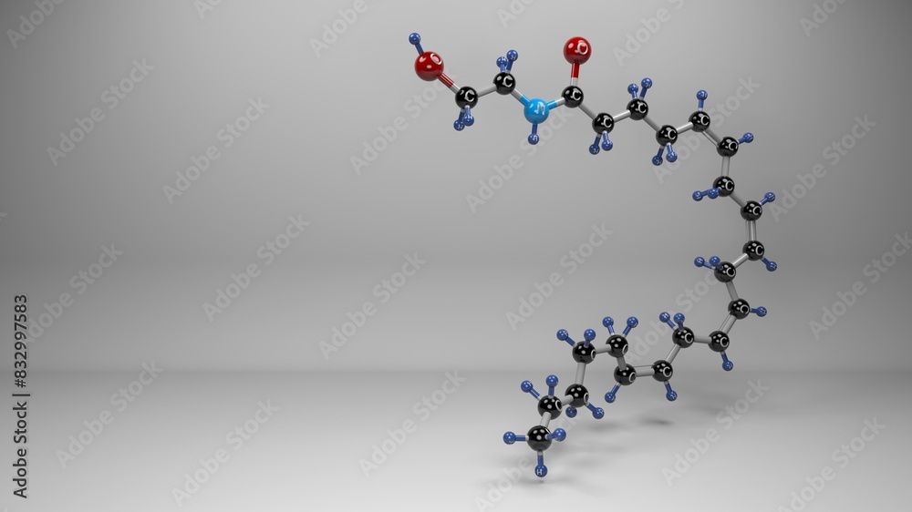 Anandamide molecule. Molecular structure of neurotransmitter ...