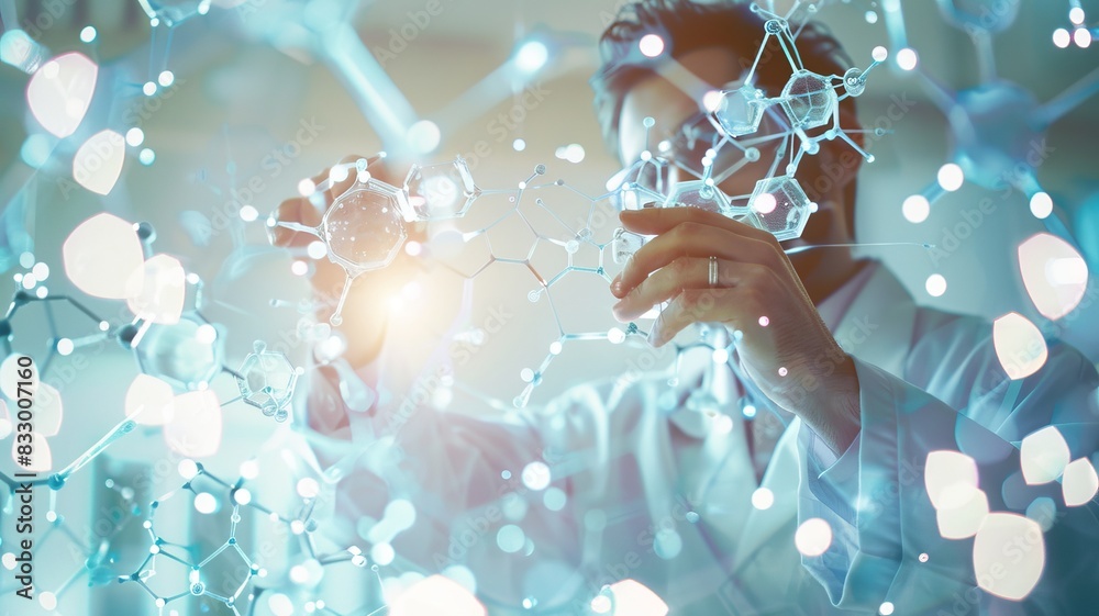 Researcher documenting the properties of newly synthesized molecules ...