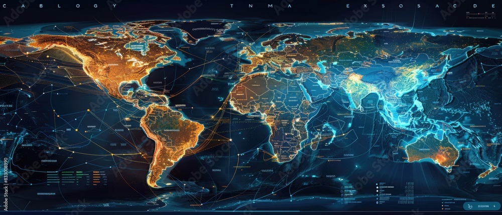 Colorful and detailed digital world map highlighting continents in ...