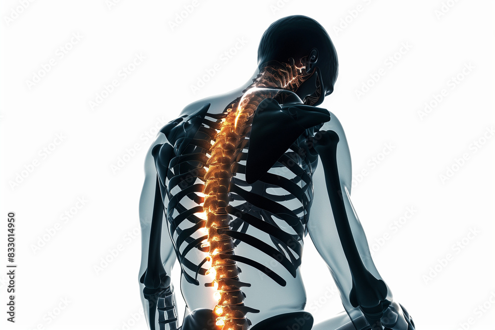 Demonstration of a spine with herniated disc or scoliosis cervical ...