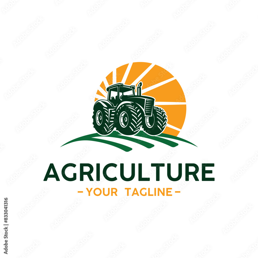 Tractor farming logo vehicle heavy equipment silhouette, farm land ...