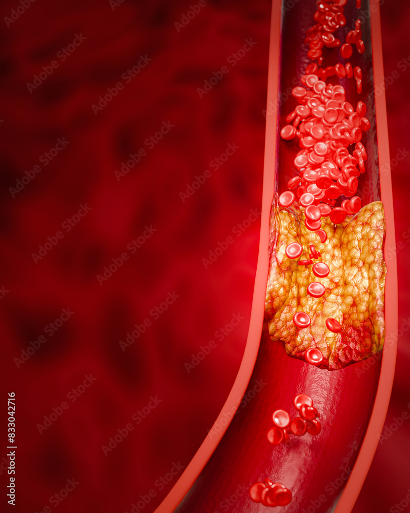 Hyperlipidemia or arteriosclerosis. Blocked artery concept and human ...