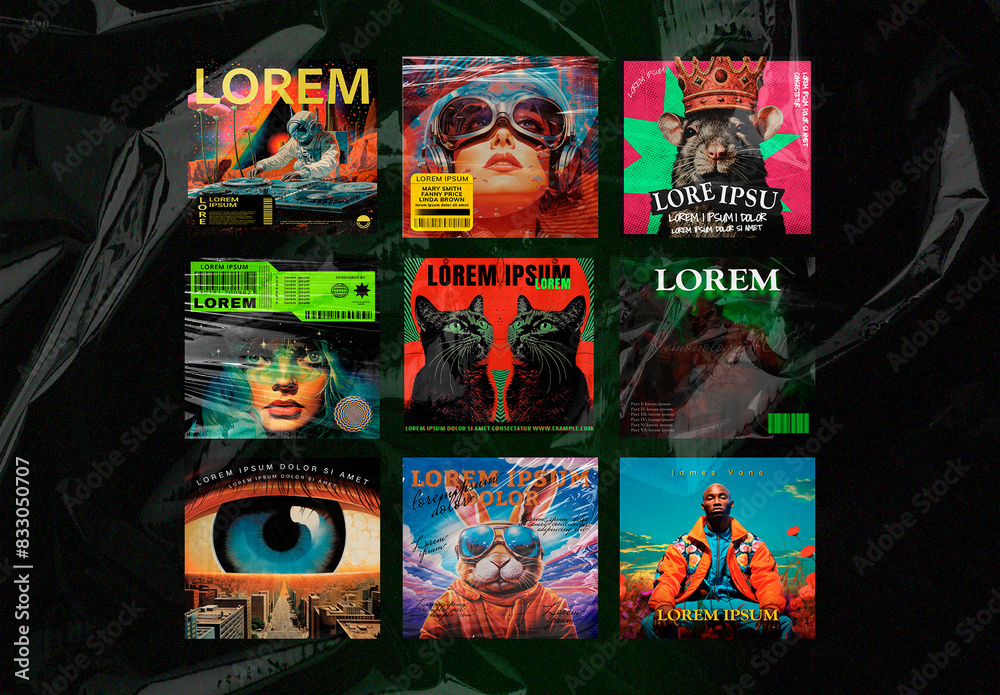 Retro Album Cover Template Design With Generative AI Stock Template ...