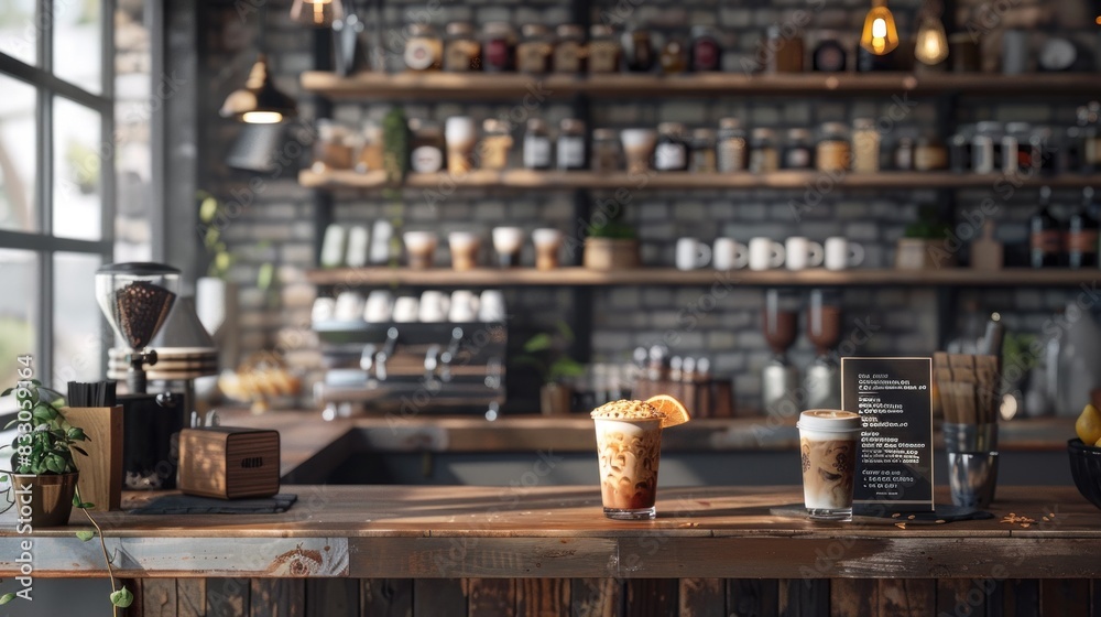 Develop a realistic mockup for a coffee shop menu board highlighting ...