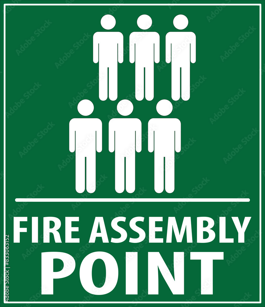 Fire assembly point sign notice vector.eps Stock Vector | Adobe Stock
