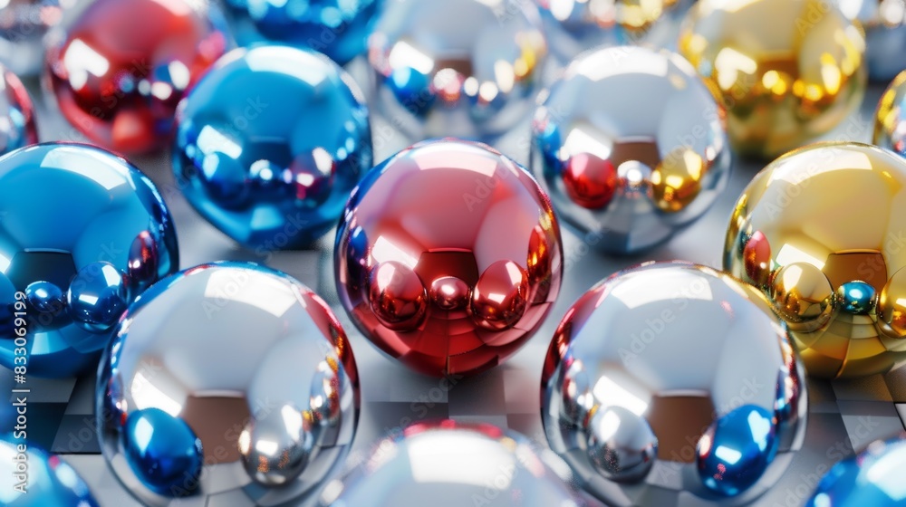 Dense, decompressed, dopamine colored balls of different colors ...