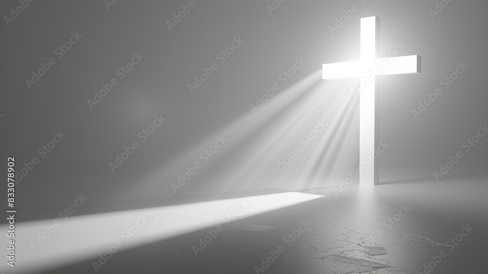 very bright image of a cross on a white outdoor studio background with ...