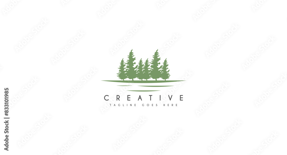 Evergreen pine tree, spruce tree logo design vector illustration. Stock ...