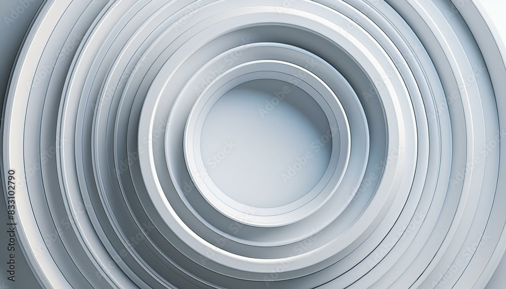 3d render of a spiral staircase, pattern of circles, stack of steel ...