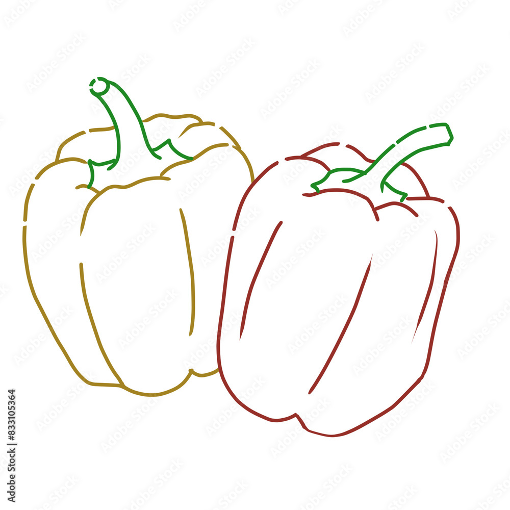 Line drawing illustration of simple summer vegetables, coloring of ...