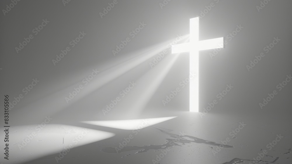 very bright image of a cross on a white outdoor studio background with ...
