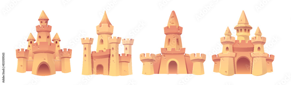 Sand castle for summer beach cartoon illustration. Isolated cute ...