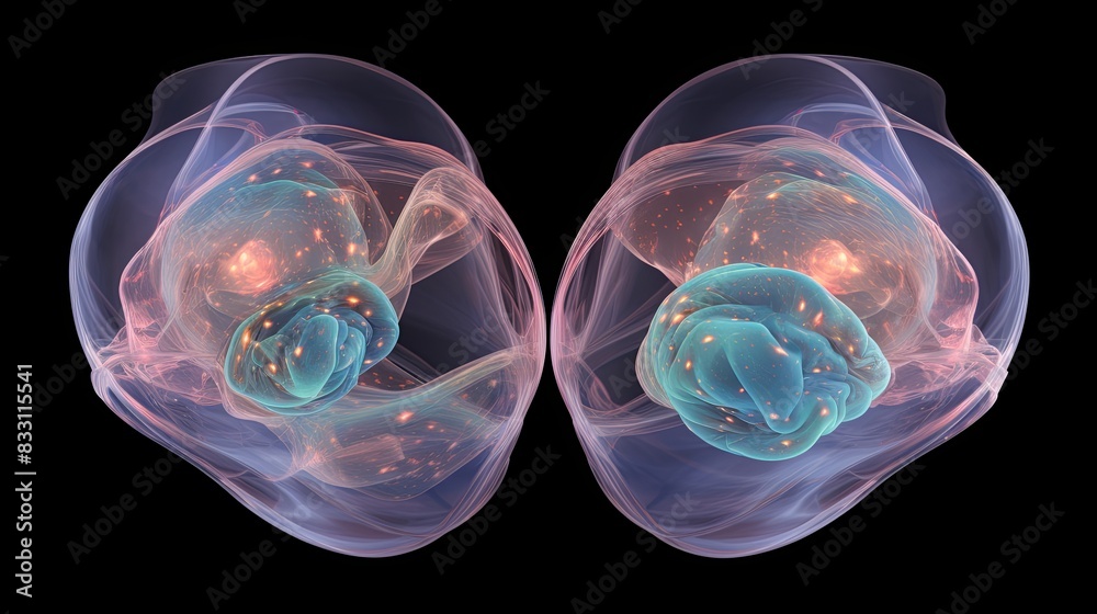 Realistic 3D Fetus in Womb on Scientific Background Stock Illustration ...