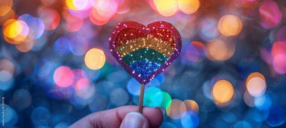 Sweet rainbow candy lollipop with bokeh background. LGBT pride gender ...
