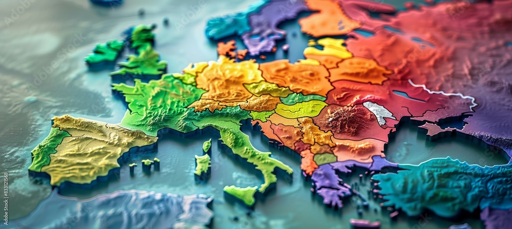 Colorful Europe map with country border. LGBT pride gender equality ...