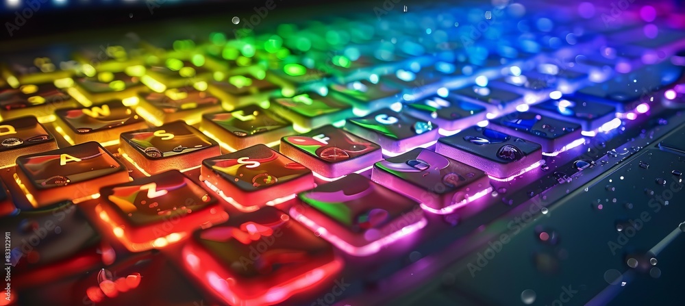Keyboard with colorful RGB light. LGBT pride gender equality symbol ...