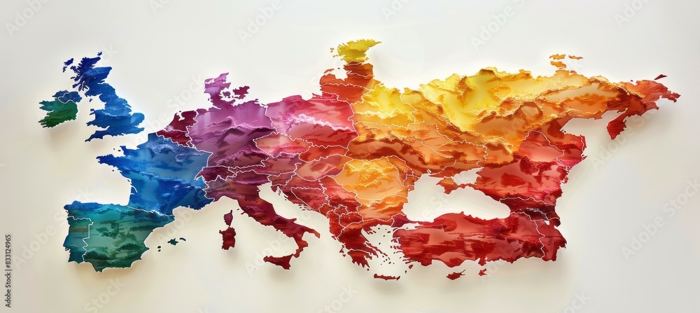 Colorful Europe map on white background. LGBT pride gender equality ...
