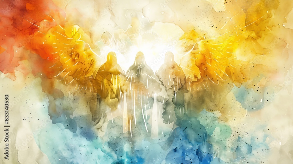 holy, trinity, father, son, holy, spirit, digital, watercolor, painting ...
