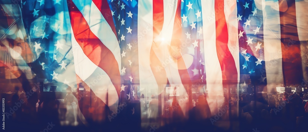 Fourth of July decorations close up, focus on, copy space Bright and ...