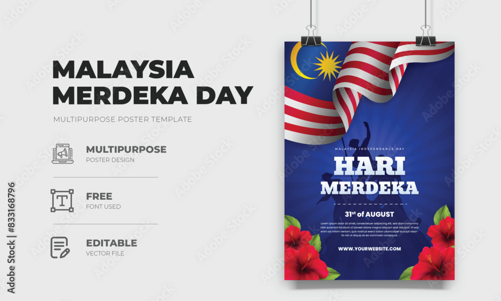 Malaysia Merdeka Day Poster Design Stock Vector | Adobe Stock