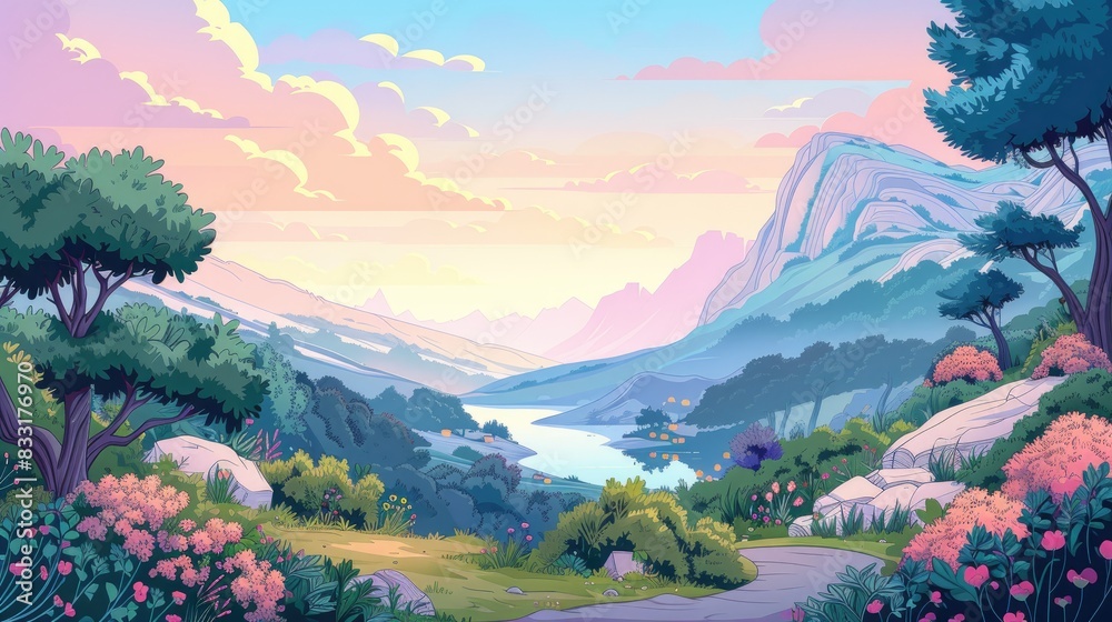 Scenic Overlook Break A cartoon illustration depicts a scenic overlook ...