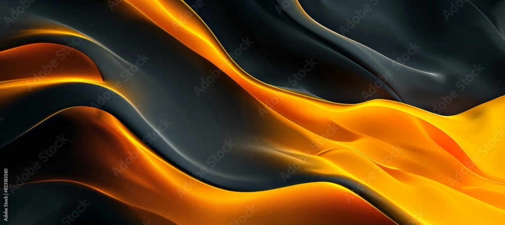Black background with yellow and orange gradient lines in the shape of ...