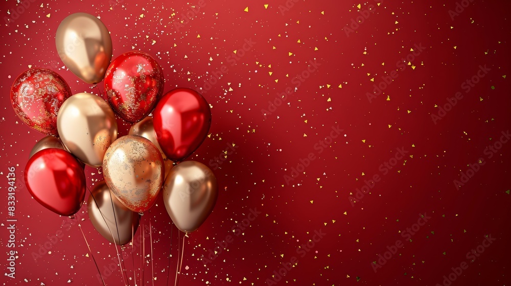 Celebration party banner background with red, gold balloons, carnival ...