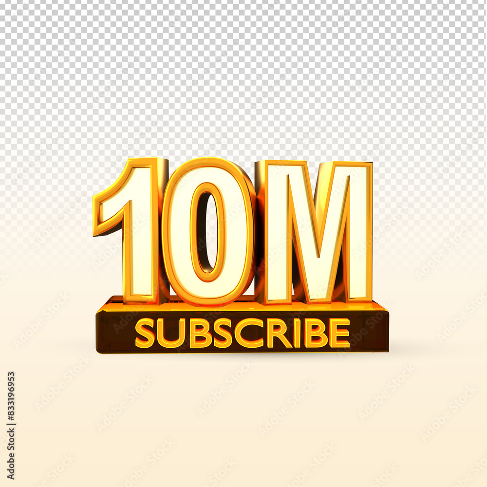 Golden 10M isolated on png background. 10M 3d. Thank you for 10Million ...