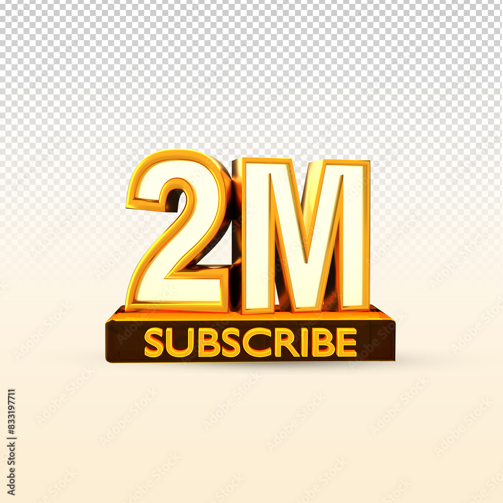 Golden 2M isolated on PNG background. 2M 3d. Thank you for 2 Million ...