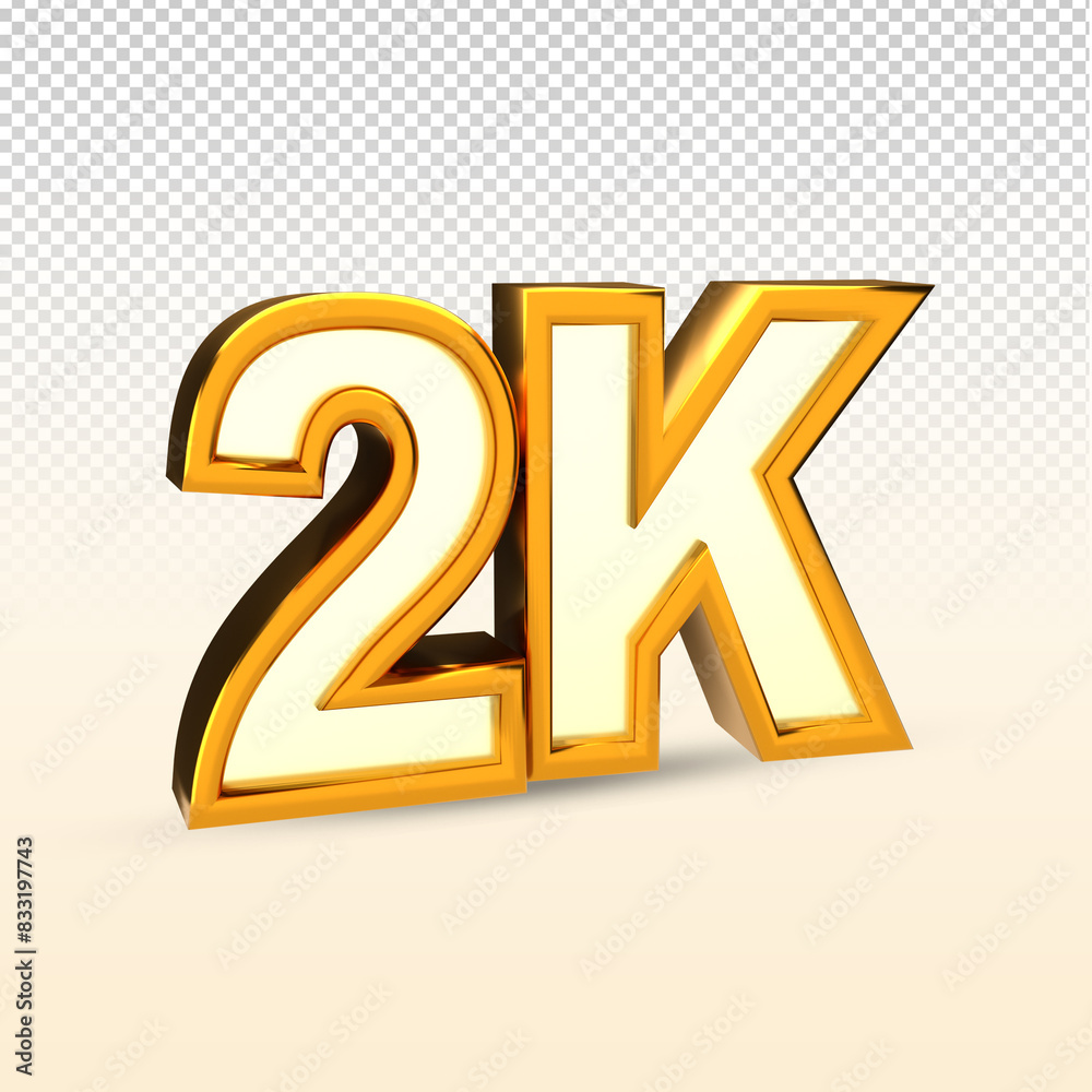 Golden 2k isolated on png background. 2k 3d. Thank you for 2k followers ...